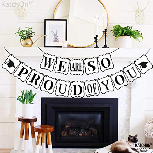 We Are So Proud Of You Banner - No DIY, Black and White Graduation Decorations 2023 | Graduation Banner for Class of 2023 Decorations | Congratulations Decorations | Graduation Party Decorations 2023