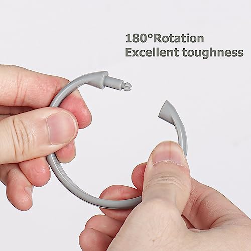 Qulable Grey Shower Curtain Hooks Rings, 12 Pcs Circular Plastic Shower Curtain Rings for Bathroom, Plastic Shower Curtain Hooks for Shower Curtain Rod, Shower Hooks Rings for Shower Curtain