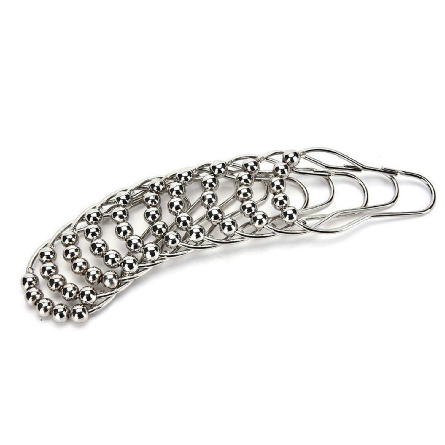 Fangkun 12pcs/Set Shower Curtain Rings Hooks Stainless Steel Hook Chrome Double Glide for Bathroom Shower Rods Curtains