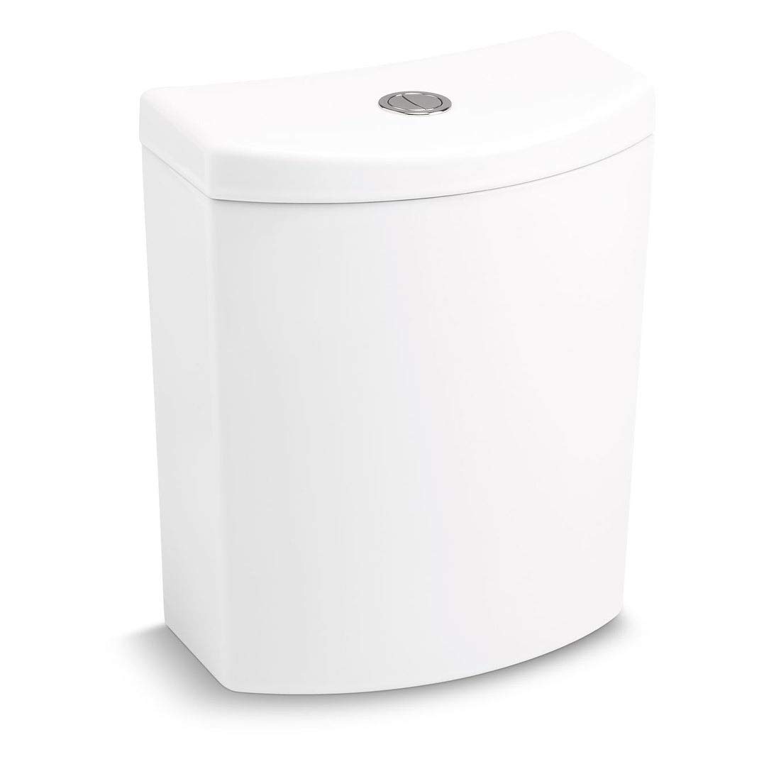 KOHLER 3569-0 Persuade Curv Toilet Tank, Dual-Flush 1.0 GPF or 1.6 GPF, Top-Mount Two-Button Flush, Toilet Tank Only, White