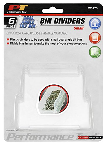 Performance Tool W5175 6Pc Clear Parts Bin Dividers for Small Bins (W5170, W5171 & W5172)