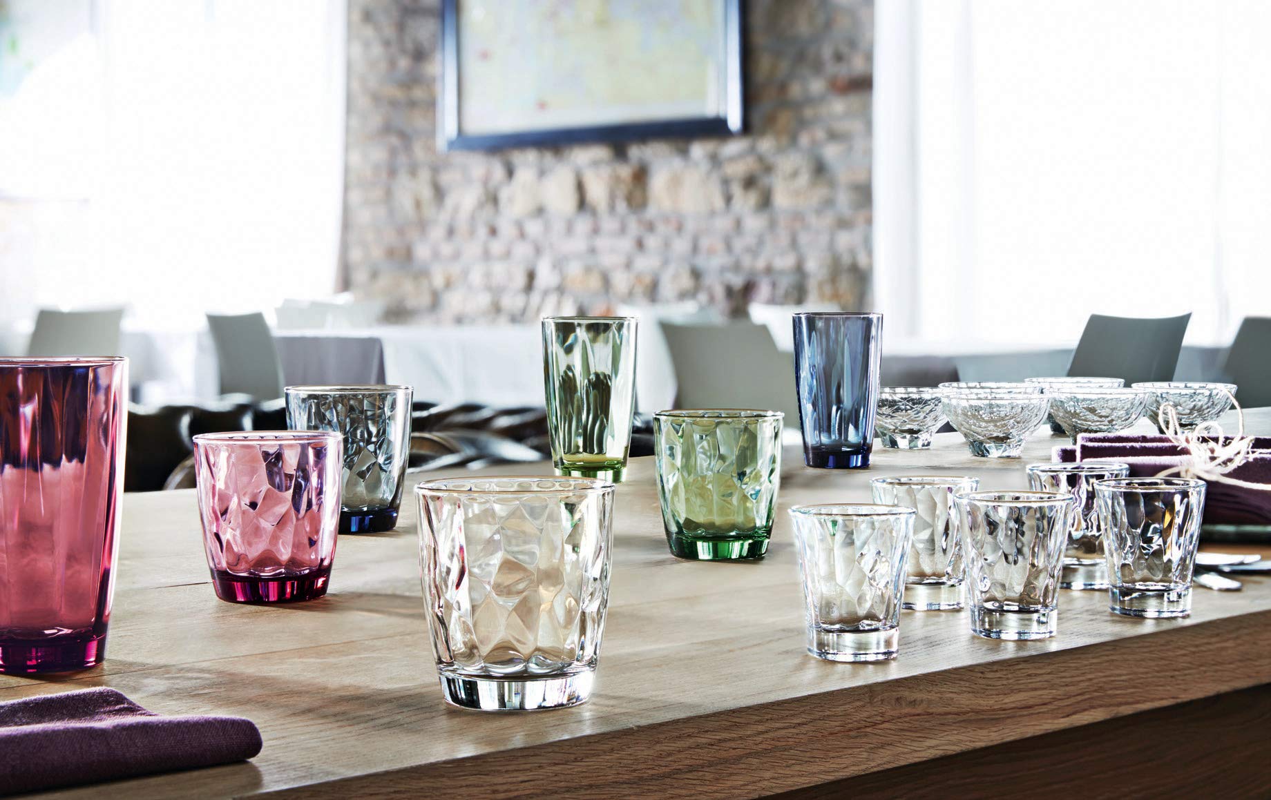 Bormioli Rocco Diamond DOF Ocean Glass, Set of 4, 4 Count (Pack of 1), Blue