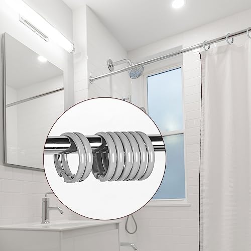 Qulable Grey Shower Curtain Hooks Rings, 12 Pcs Circular Plastic Shower Curtain Rings for Bathroom, Plastic Shower Curtain Hooks for Shower Curtain Rod, Shower Hooks Rings for Shower Curtain