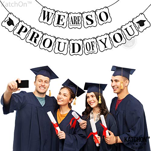 We Are So Proud Of You Banner - No DIY, Black and White Graduation Decorations 2023 | Graduation Banner for Class of 2023 Decorations | Congratulations Decorations | Graduation Party Decorations 2023