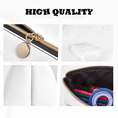 Pearls Diamonds And Feathers Pencil Case Portable Pen Pouch With Zipper Leather Pencil Bag Storage Box Stationery Organizer For Office Work
