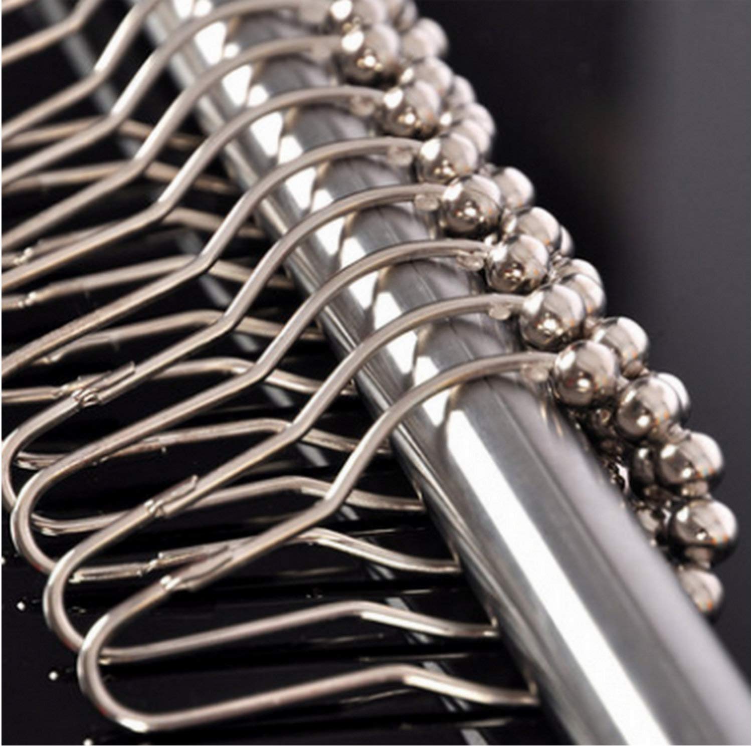 Fangkun 12pcs/Set Shower Curtain Rings Hooks Stainless Steel Hook Chrome Double Glide for Bathroom Shower Rods Curtains