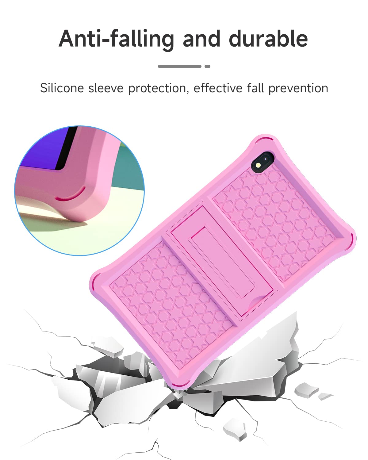 Kids Tablet, 8 inch Tablet for Kids, 2GB RAM 32GB ROM Android Tablets IPS Screen 1280x800, Iwawa & Parent Control Toddler Tablet, WiFi, Dual Camera, 4300mAh Battery, Shockproof Case, Pink