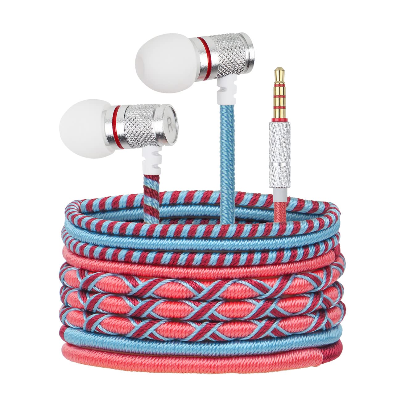 URIZONS Wired in-Ear Headphones Colorful Braided Cable - 3.5mm Jack Built-in Mic, Adjustable Volume, Sweat & Dirt Resistant, Tangle-Free, Compatible with All 3.5mm Devices