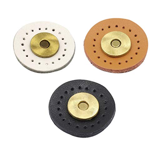 EXCEART Purse Wallet 2 Pair Magnetic Buckle Bag Button Purse Snap Closure Purse Handbag Fastener Replacement for DIY Purse Bag Clothes Leather Accesories Brown Yellow Round Purse