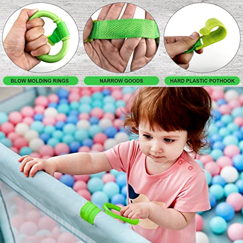 LNQ LUNIQI 4Pcs Baby Pull Up Ring Stand Up Assistance Pull Ring Baby Toddler Walker Tool Ring for Playpen Toddler Crib Hooks Baby Toys Bed Rings Baby Safety Walking Training Tool