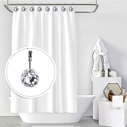 Decorative Shower Curtain Hooks Rings for Bathroom Bathtubs Home Door Window Decor Bling Acrylic Rhinestone Crystal Diamond, Anti Rust (with Glide Ball)