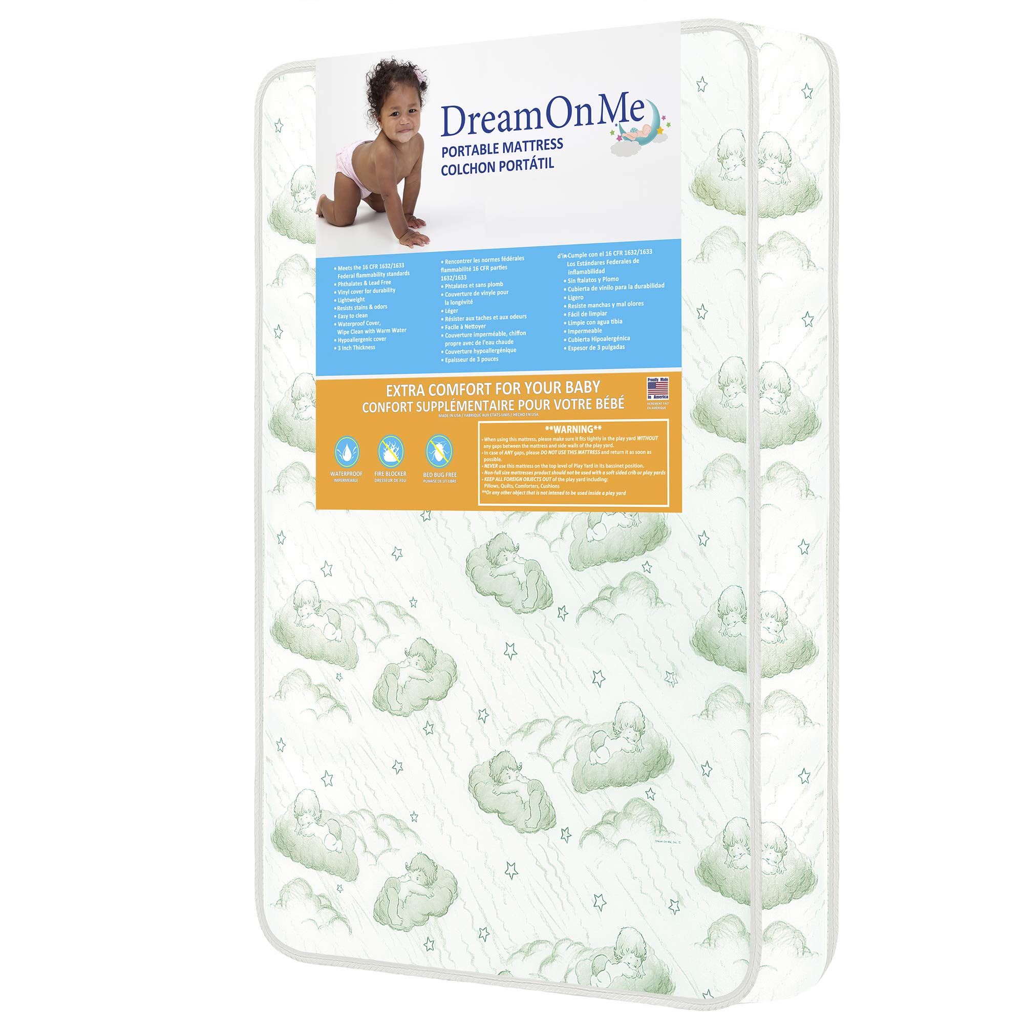 Dream On Me Two Sided 3β Inner Spring Playmat /Ideal Support For Your Child /Reinforced Waterproof Cover/ Greenguard Gold Environment Safe Playmat
