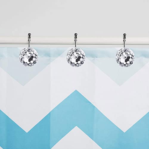 Decorative Shower Curtain Hooks Rings for Bathroom Bathtubs Home Door Window Decor Bling Acrylic Rhinestone Crystal Diamond, Anti Rust (with Glide Ball)