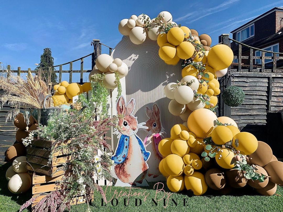 Captank Double Stuffed Mustard Yellow Brown White Sand Balloons Garland Arch Kit Dark Lemon Coffee Pastel Balloons For Daisy Bee Sunshine Sunflower Birthday Baby shower Gender Reveal Graduation