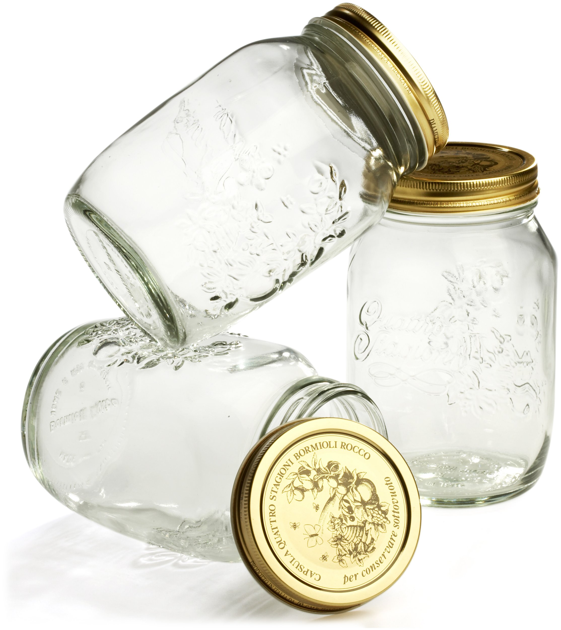 Bormioli Rocco Quattro Stagioni 33.75 oz. Canning Jar Set of 3, Gift Boxed