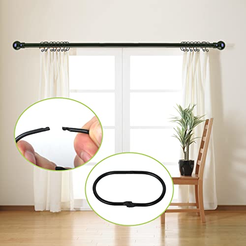 12Pcs Shower Curtain Hooks Rings Rustproof Shower Curtain Hooks Metal Wide Oval Shower Hooks for Bathroom Decorative Metal Shower Ring Hooks for Shower Rods Curtains (Black)