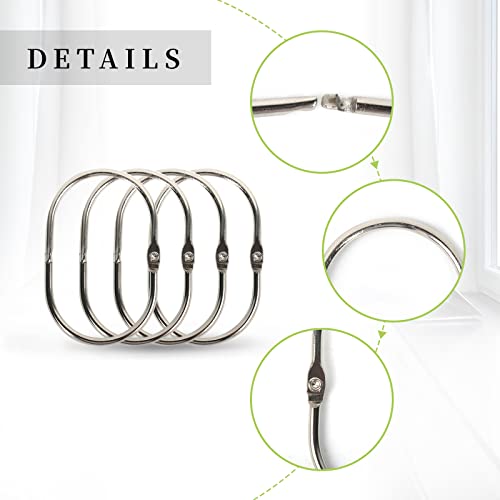 12Pcs Shower Curtain Hooks Rings Rustproof Shower Curtain Hooks Metal Wide Oval Shower Hooks for Bathroom Decorative Metal Shower Ring Hooks for Shower Rods Curtains (Black)