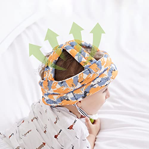 Surakey Toddler Walking Helmet, Baby Infant Anti-Bumping Bumper Protect Hat Safety Helmet Adjustable Breathable, Kids Anti-Fall Cushion Cap for Walking Running Playing Crawling (Orange)