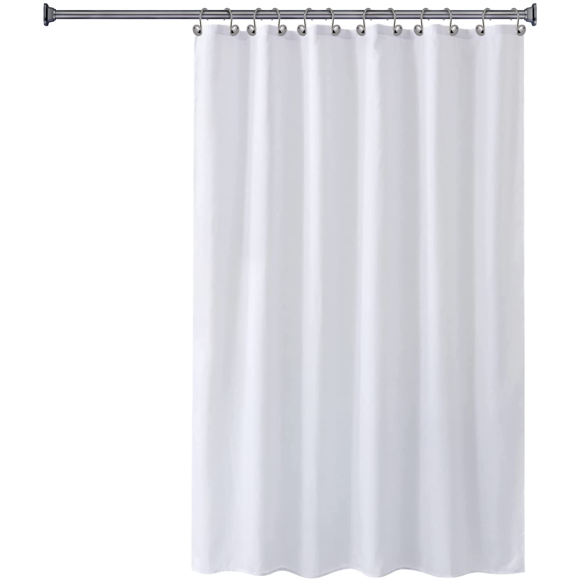 Splash Home Decorative Shower Curtain Hooks, Rust-Resistant Metal Curtain Rings, for Bathroom Rod and Curtain Hangers, Button Design Rings, Set of 12 - Nickel, 7 x 2 x 2 inch