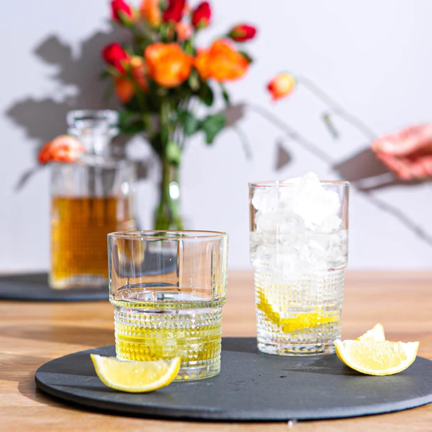 Bormioli Rocco Novecento Barware DOF Glass, Stackable, Set Of 4, 12.5 oz, Clear, Vintage Design, Made In Italy.
