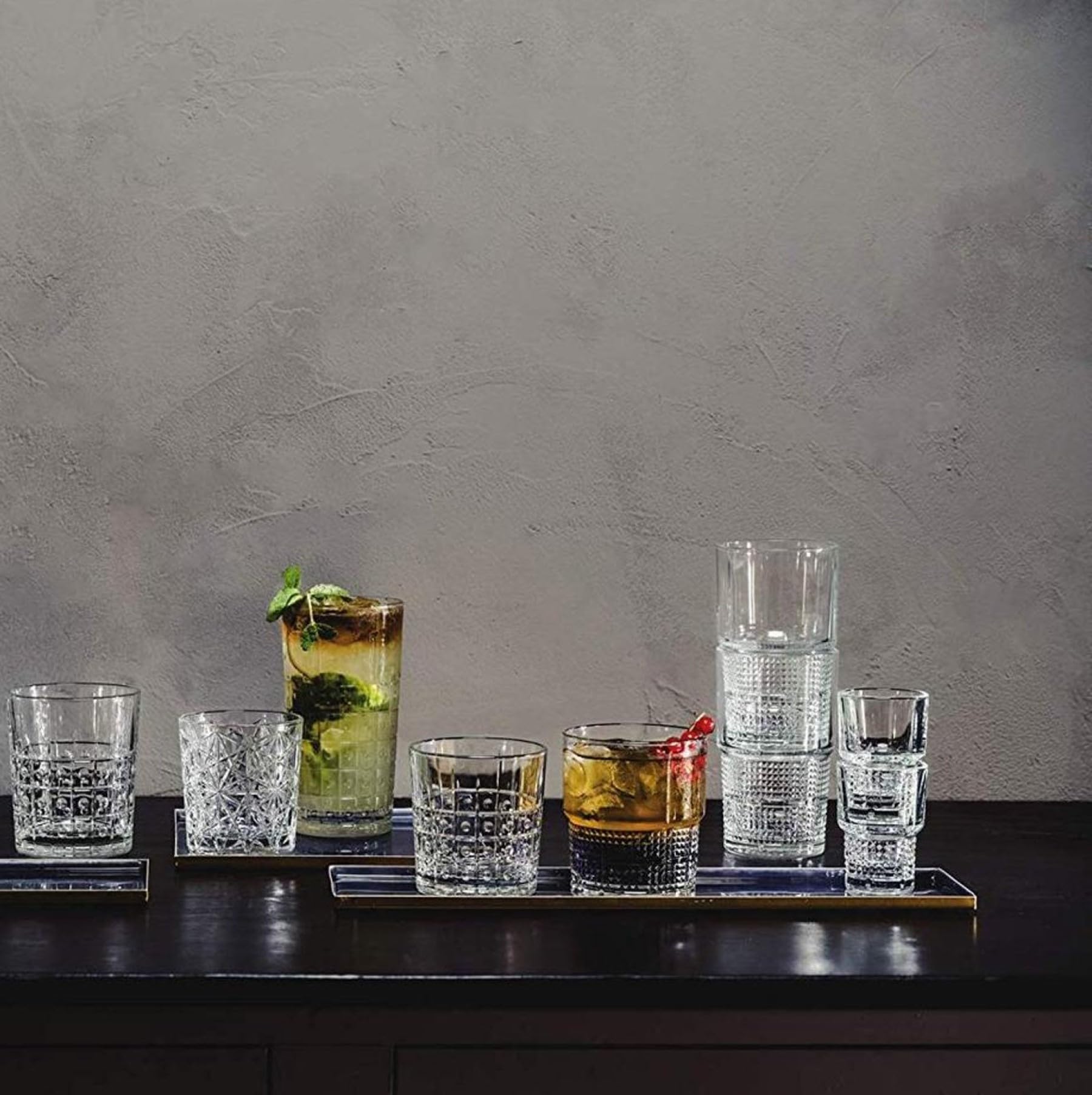 Bormioli Rocco Novecento Barware DOF Glass, Stackable, Set Of 4, 12.5 oz, Clear, Vintage Design, Made In Italy.