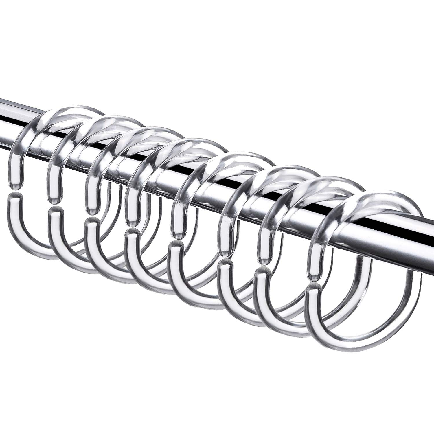 24 Packs Plastic Shower Curtain Rings Hooks for Bathroom Shower Window Rod (Clear)