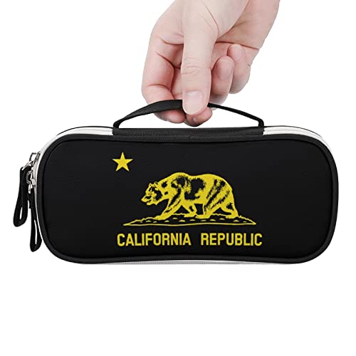 California Republic Printed Pencil Case Bag Stationery Pouch with Handle Portable Makeup Bag Desk Organizer
