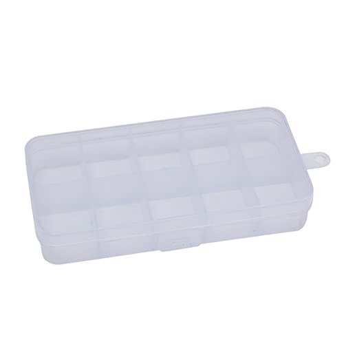 Ymemok 10 Grid Transparent Jewelry Box Organizer Storage Container,Ornament Fish Hook Screw Parts Storage Box