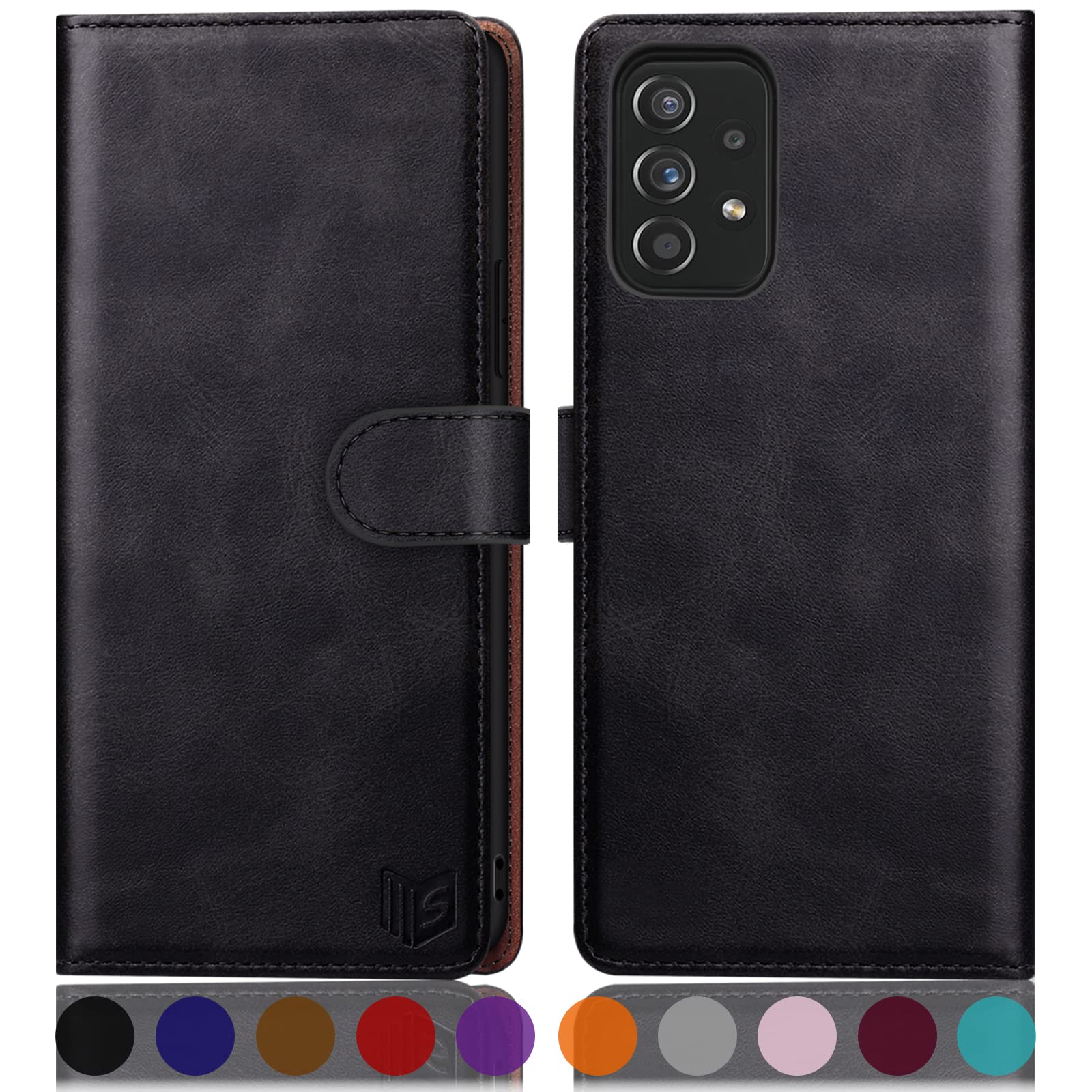 SUANPOT for Samsung Galaxy A53 5G Leather Wallet case with RFID Credit Card Holder Flip Folio Book Phone case Shockproof Cover for Women Men for Samsung A53 case Wallet Black
