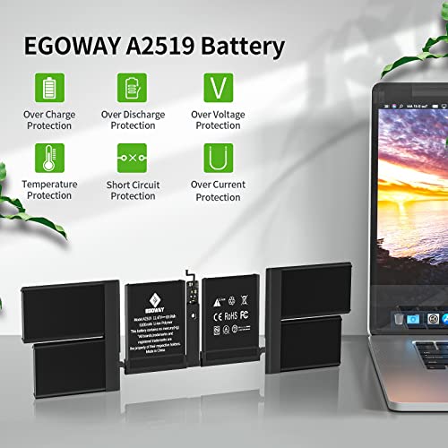 A2442 Battery, Egoway A2519 Replacement Laptop Battery for MacBook Pro 14 inch (Late 2021), Easy-to-Install Replacement Battery A2442 with Tools, EMC3650 [11.47V/6100mAh]