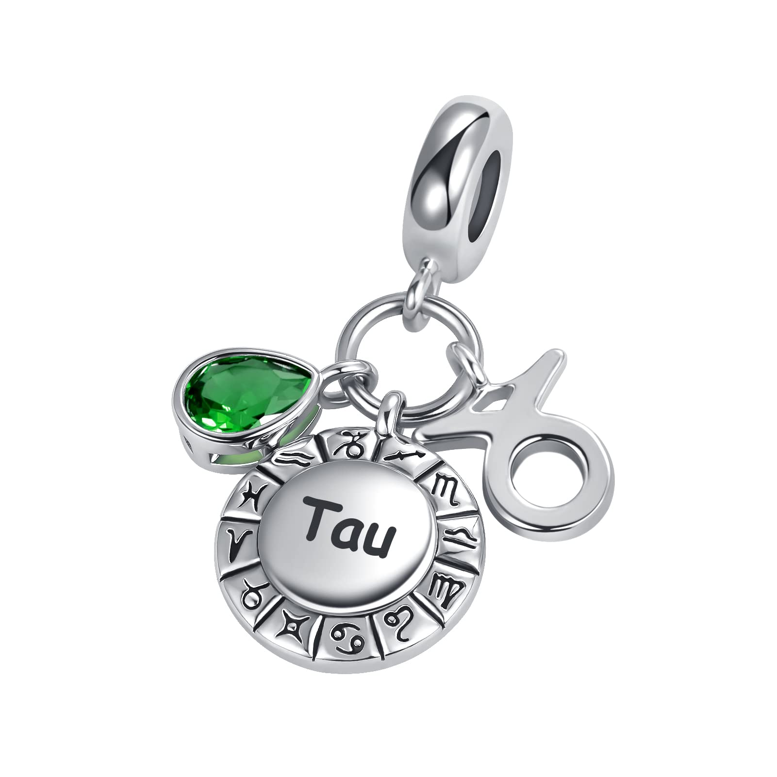 QeenseKc Taurus Zodiac Sign Teardrop Birthstone Birthday Charm Constellation Bead for Pandora Bracelet, (Aut-167_Tau)