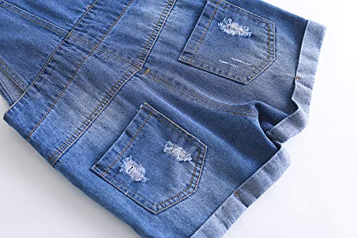 KIDSCOOL SPACE Baby Girl Boy Jean Overalls,Toddler Summer Denim Shortall,Blue,18-24 Months