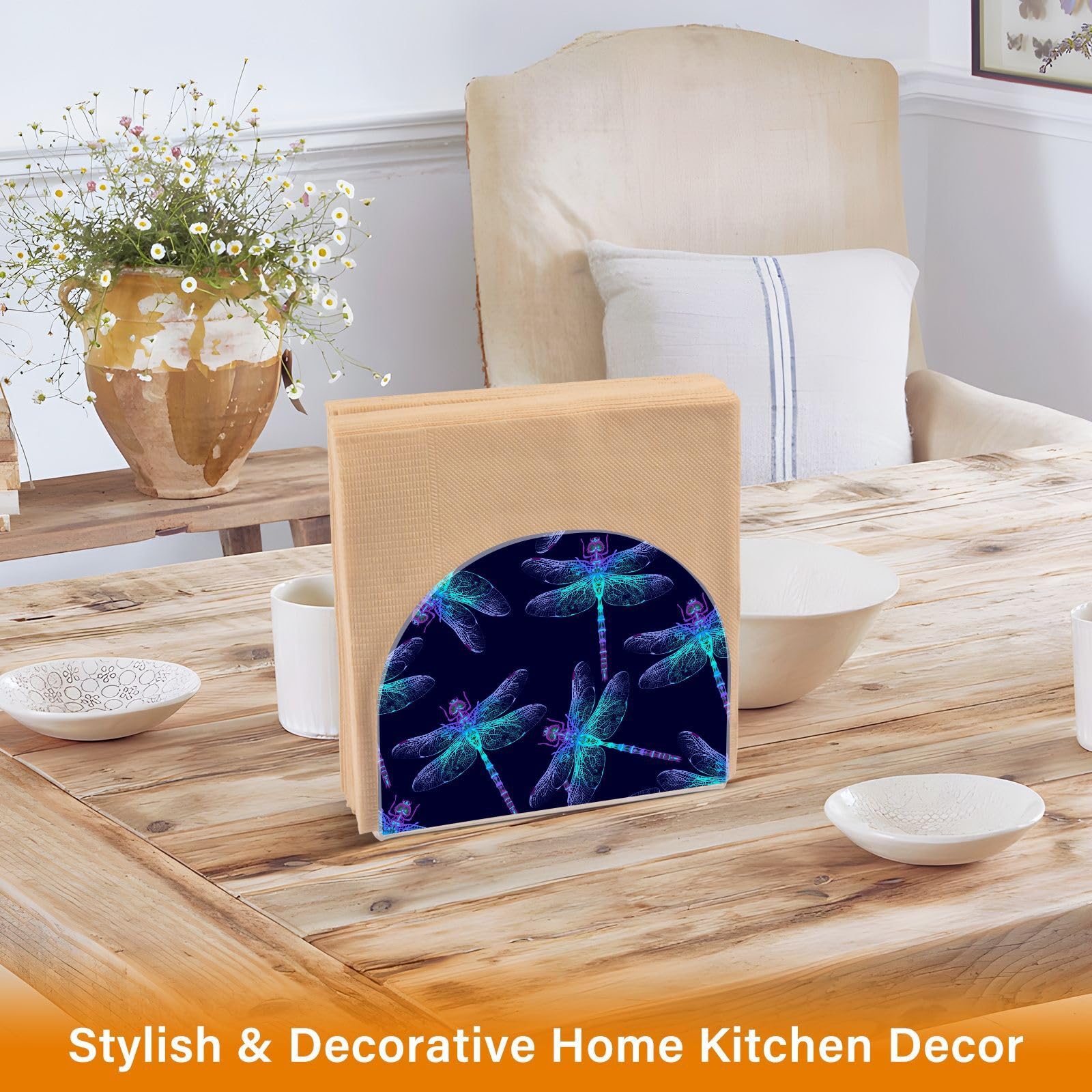 Dragonfly Napkin Holder for Kitchen U-Shaped Paper Towel Dispenser for Tables Sturdy and Durable Paper Napkin Storage for Picnic Party Wedding Home