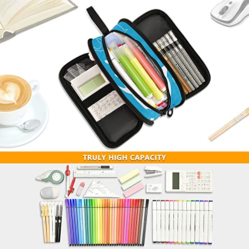 J JOYSAY Custom Sharks Pencil Case Large Big Capacity Personalized Pencil Bag for Girls Boys Customized Pencil Storage Box Journaling Supplies for Office Kids Adults