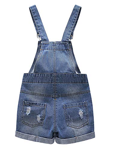 KIDSCOOL SPACE Baby Girl Boy Jean Overalls,Toddler Summer Denim Shortall,Blue,18-24 Months
