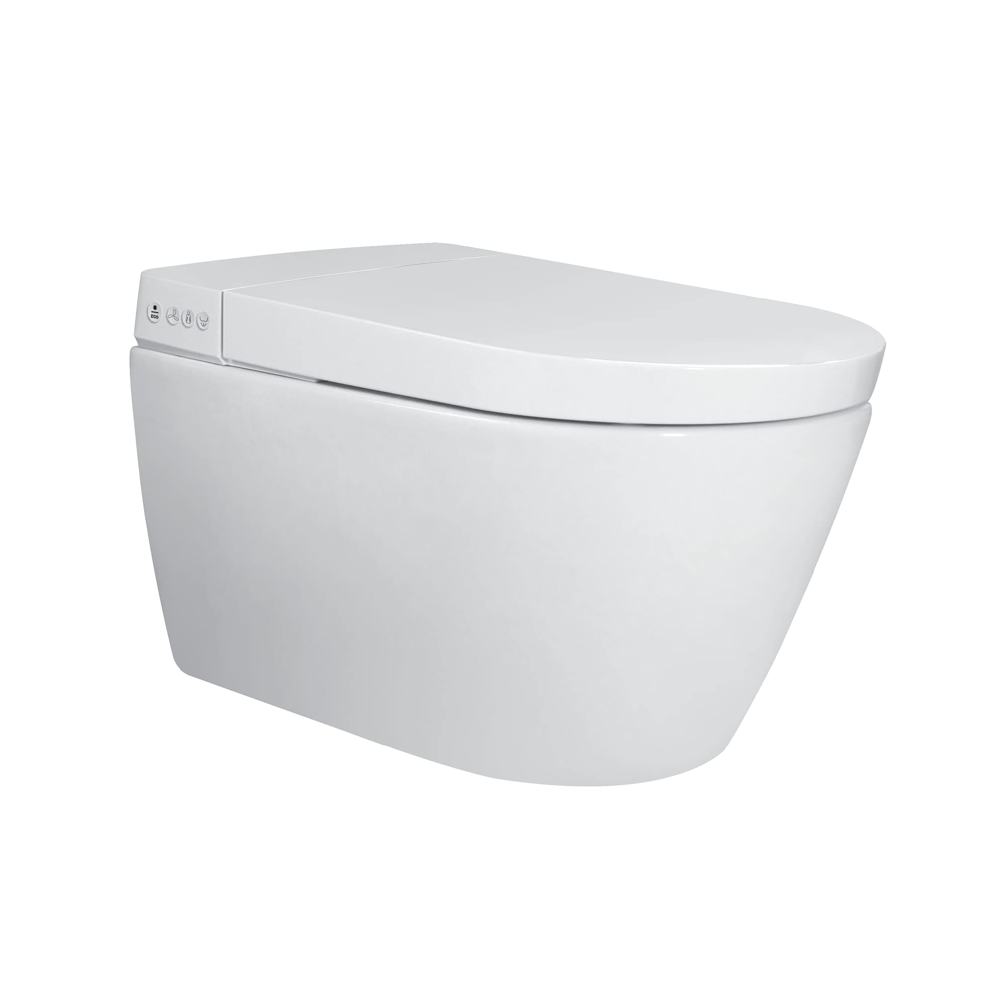 Aqueous In-Wall Smart Toilet Combo Set β Complete System with Toilet Bowl, Bidet Toilet Seat, Tank, Carrier for 2x4 Studs, Chrome Push Buttons, Round and Elongated Compatibility