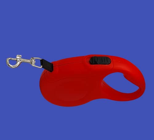 360° Tangle-Free Heavy Duty Retractable Dog Leash with Anti-Slip Handle, 16.4 ft Strong Nylon Tape, One-Handed Brake, Pause Lock Red