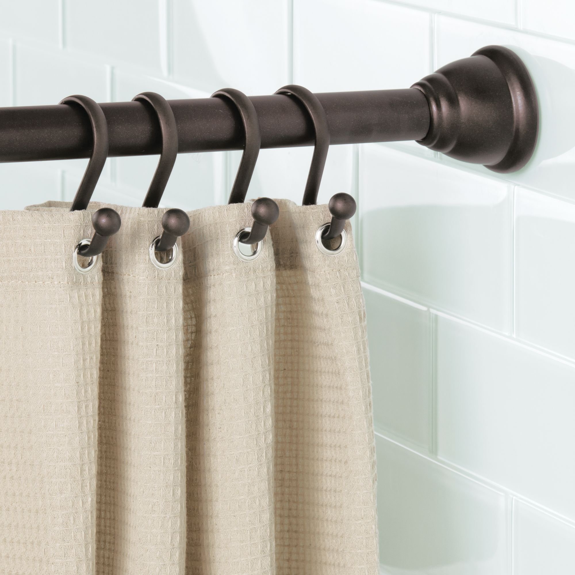 iDesign Metal Shower Curtain Hooks, The Axis Collection – Set of 12, Bronze