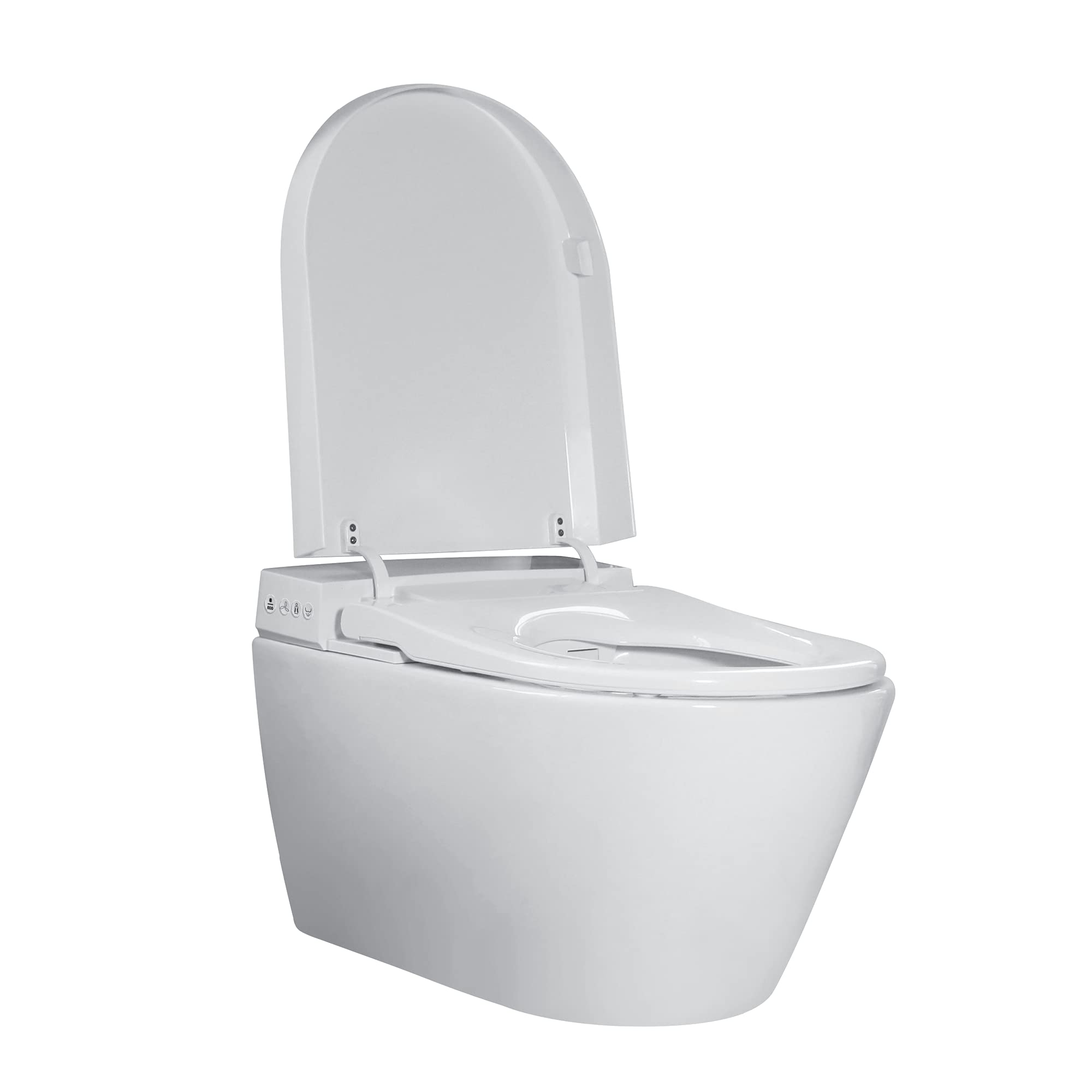 Aqueous In-Wall Smart Toilet Combo Set β Complete System with Toilet Bowl, Bidet Toilet Seat, Tank, Carrier for 2x4 Studs, Chrome Push Buttons, Round and Elongated Compatibility