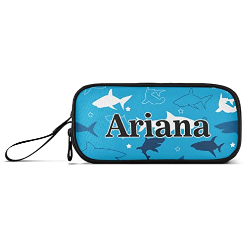 J JOYSAY Custom Sharks Pencil Case Large Big Capacity Personalized Pencil Bag for Girls Boys Customized Pencil Storage Box Journaling Supplies for Office Kids Adults