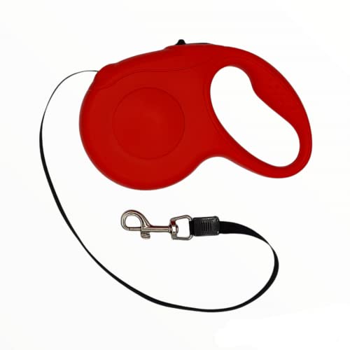 360° Tangle-Free Heavy Duty Retractable Dog Leash with Anti-Slip Handle, 16.4 ft Strong Nylon Tape, One-Handed Brake, Pause Lock Red