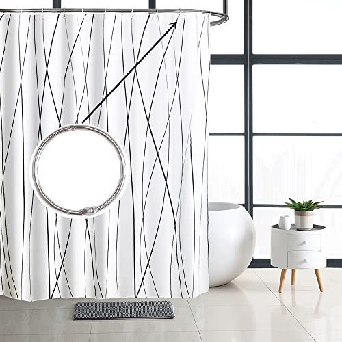 30Pcs Shower Curtain Rings Rustproof Metal Round Shower Ring Hooks for Bathroom Decorative Shower Curtain Rings for Shower Rods Curtains YUSZOOM (Silver)