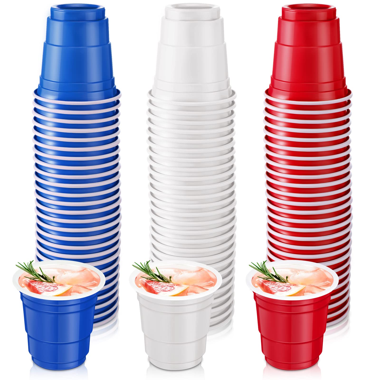 Yinkin 150 Pcs Red White and Blue Shot Glasses Bulk 2 oz Plastic Shot Glasses Disposable Shot Glasses Mini Shot Cups for Wedding Bachelorette Birthday Baby Shower Party Office Supplies