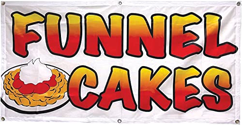 4 Less Co 2x4 Ft FUNNEL CAKES Banner Fabric Polyester Sign wb