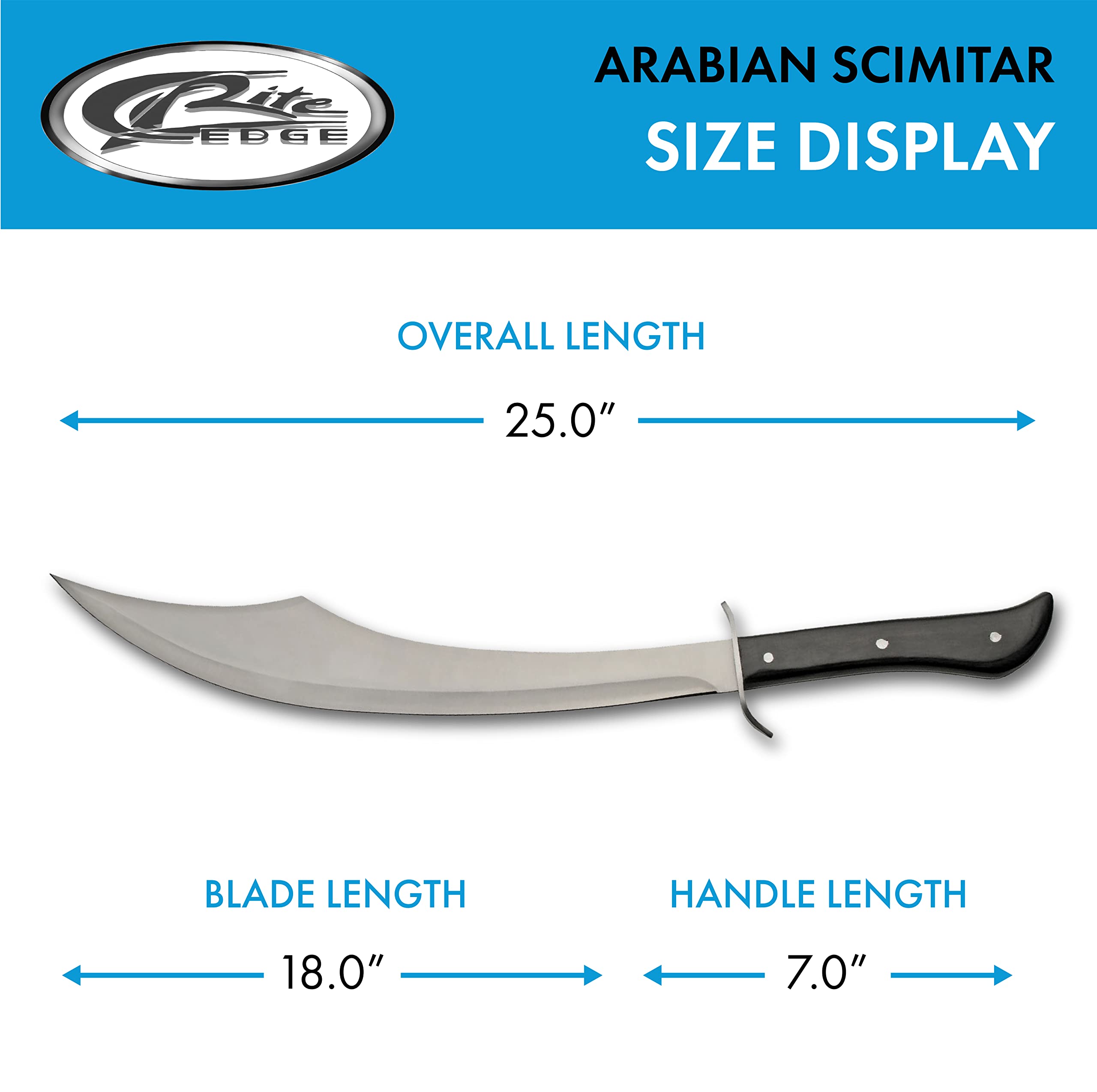 SZCO Supplies 926962 ABS Handled Full Tang Arabian Style Scimitar Outdoor Machete with Sheath, Black, 25" Length