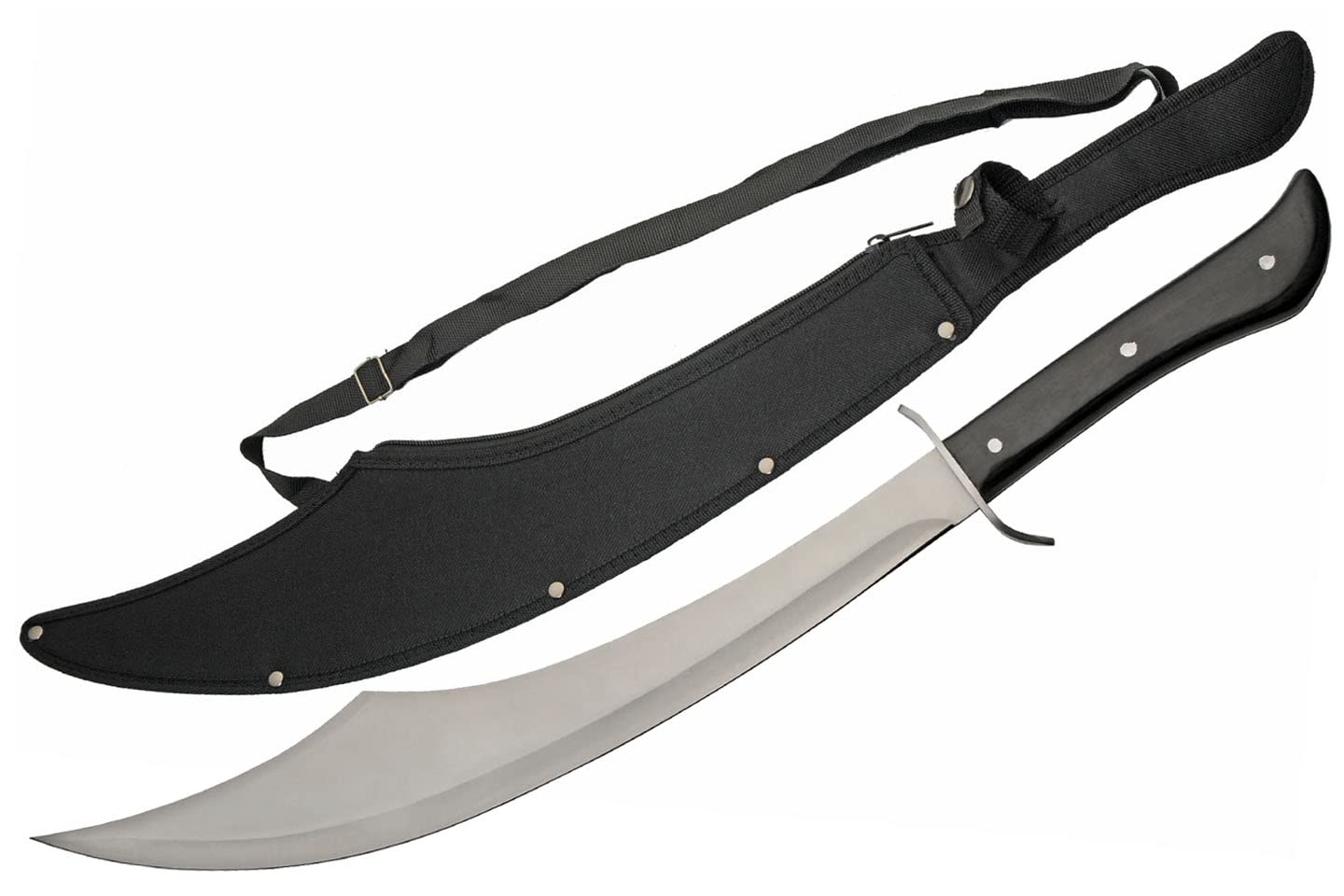 SZCO Supplies 926962 ABS Handled Full Tang Arabian Style Scimitar Outdoor Machete with Sheath, Black, 25" Length