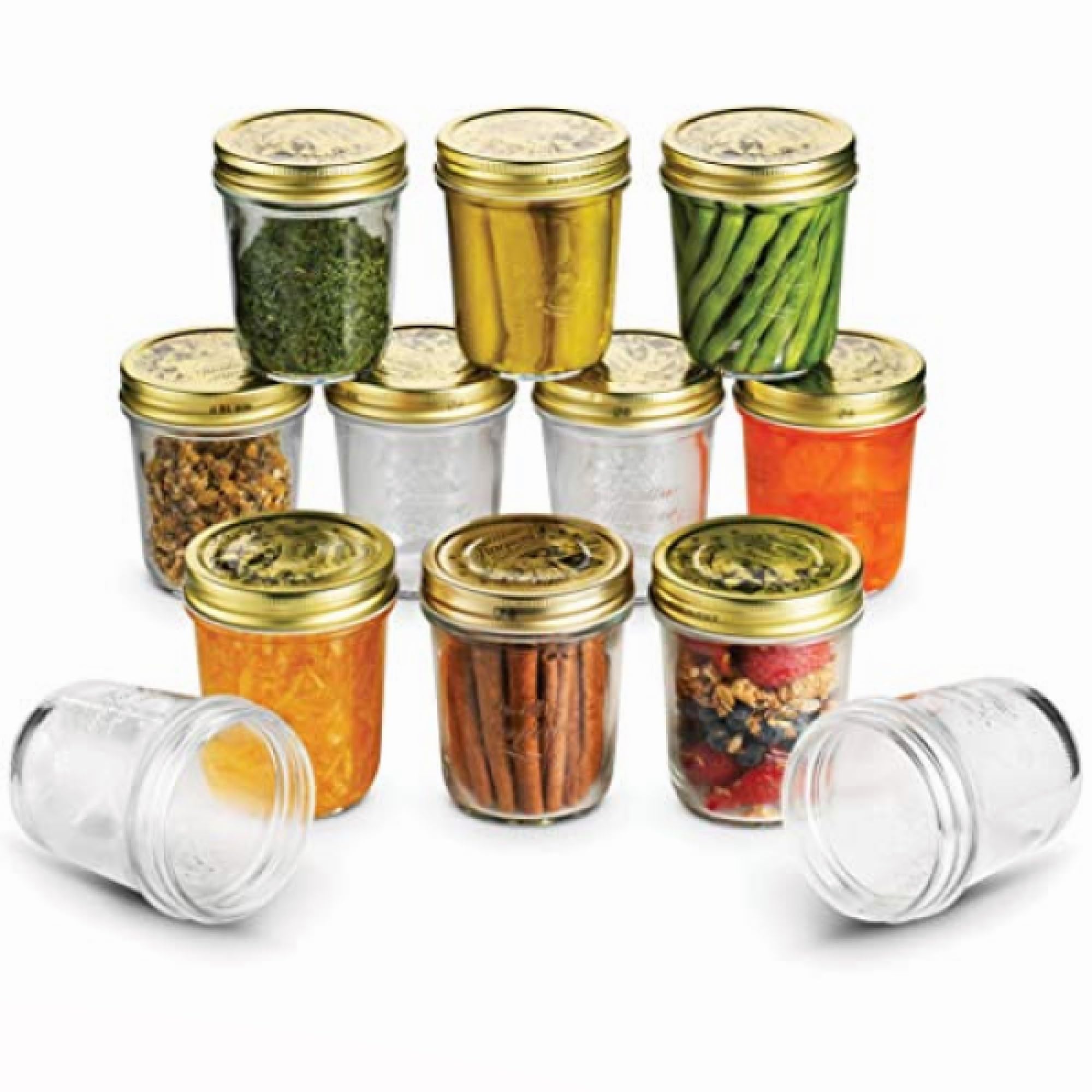 Bormioli Rocco Quattro Stagioni set of 12 Clear Airtight Mason Jars, 10.75 Oz. Made from Durable Glass, Made In Italy.