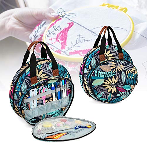 Embroideries Bags Embroidery Storage Embroidery Project Bag 600D Oxford Bag for Cross Stitch Embroidery Supplies Multifunctional Portable Carrying Bag Beginner Embroidery Kit for Adults (Bag ONLY)