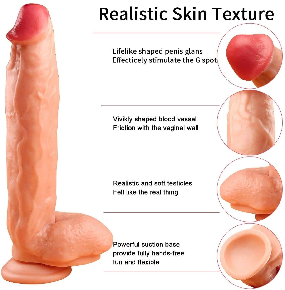 7.1 inches Hidden Packing Silicone Suction Cup Realistic Classic Dick Wand with Strong Suction Cups for Men and Women or Men's and Women's Games-N75