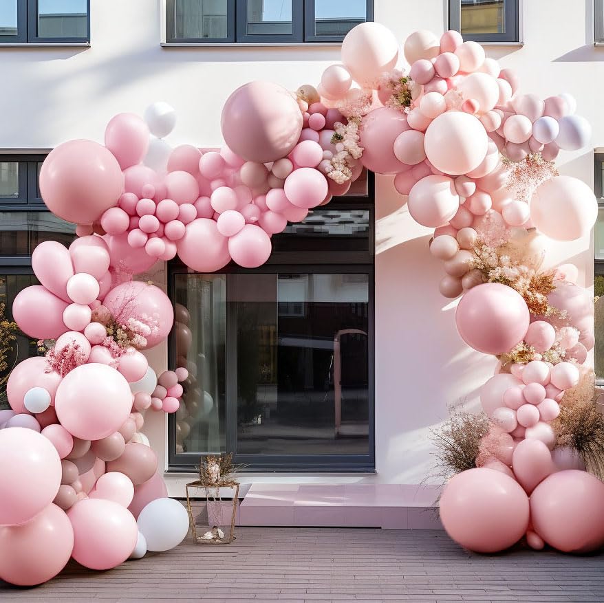 Pastel Pink Balloon Kit - Arch, Garland, Metallic & Different Sizes for Birthday, Baby Shower, Winter, Bridal & Prom Parties